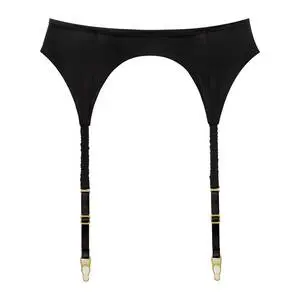 BLACK HEART LINGERIE Silk Garter Belt With Convertible Straps - Black