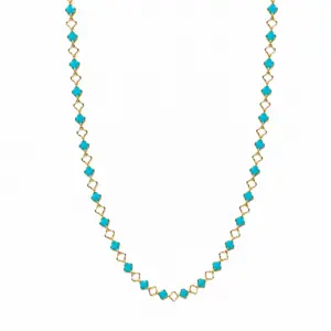 BECKET + QUILL Clover Chain Necklace-turquoise - Gold