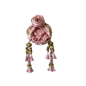 JULIA CLANCEY Edith Dream Leopard Dusky Beaded Turban - Pink