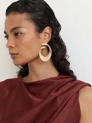 REISS Mabel Satin Frill-detail Draped Midi Dress