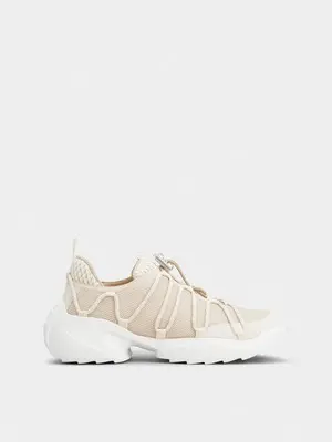 ROGER VIVIER Viv' Zag Sneakers In Fabric And Suede - Beige