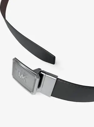 Michael Kors Reversible Leather Belt With Engraved Buckle - Brown