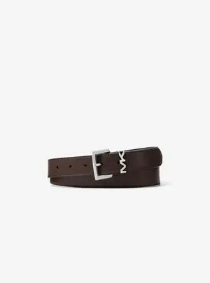 Michael Kors Pebbled Leather Belt With Mk Buckle - Brown