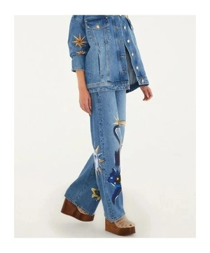 Farm Rio Star Moon Print Wide Leg Jeans