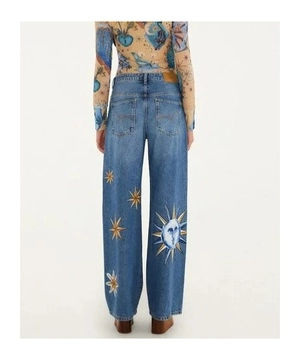 Farm Rio Star Moon Print Wide Leg Jeans