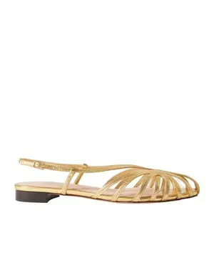 LOEFFLER RANDALL Woven Closedtoe Flat Sandals - Nude