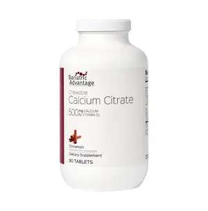 BARIATRIC ADVANTAGE Calcium Citrate Chewable 500mg With Vitamin D3 For Bariatric Surgery Patients Including Gastric - No Color