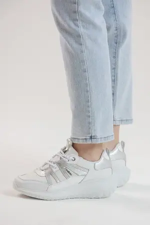 CAVALINHO Lace Up Round Toe Sneakers - Silver