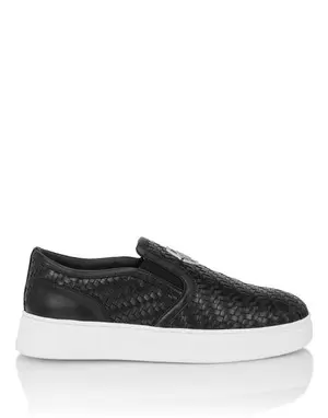 Philipp Plein Woven Leather Slip-on Lo-top Sneakers