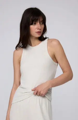 JUANA Selene Ribbed Tank Top - Cement