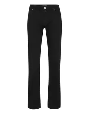 BILLIONAIRE Embroidered 5 Pockets Regular Cut Jeans - Black
