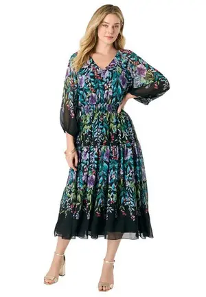 Roaman's Georgette Tiered Dress