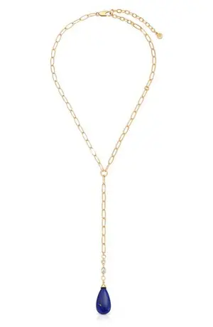 Ettika Tiger Eye Teardrop Lariat Necklace - Lapis