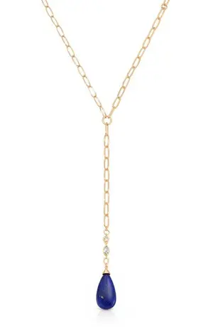 Ettika Tiger Eye Teardrop Lariat Necklace - Lapis