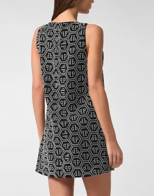 Philipp Plein Monogram Rhinestone Embellished Mini Dress