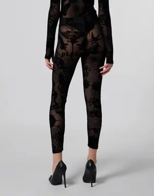 Philipp Plein Tulle Leggings Flock Butterfly Tattoo
