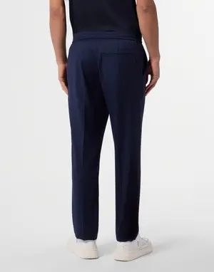 BILLIONAIRE Light Wool Drawstring Trousers - Navy