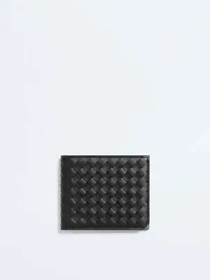 Bottega Veneta Small Intrecciato Calfskin Mini Wallet With Eight Card Slots - Nero