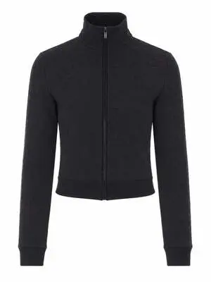 Gucci Gg Jacquard High-neck Long-sleeve Zip T-shirt