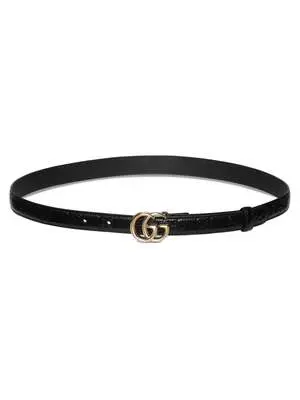 Gucci Gg Leather Belt With Double G Buckle - Nero