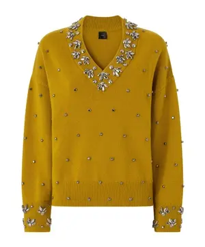 Pinko Crystal-embellished V-neck Sweater - Green