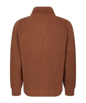 Canali Wool-cashmere Blend Full-zip Ribbed Sweater