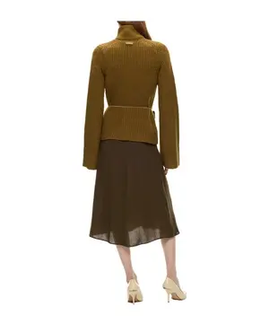 Pinko Ribbed-knit High Neck Cardigan