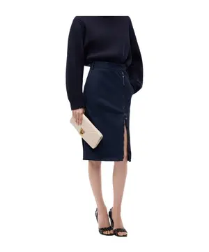Pinko Zipped Midi Skirt - Dark Blue
