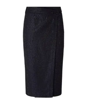 Pinko Rhinestone Embellished Wrap Midi Skirt - Dark Blue