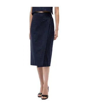 Pinko Rhinestone Embellished Wrap Midi Skirt - Dark Blue