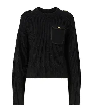 Pinko Ribbed-knit Epaulette Sweater