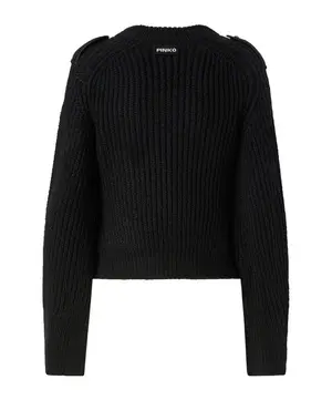 Pinko Ribbed-knit Epaulette Sweater
