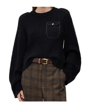 Pinko Ribbed-knit Epaulette Sweater