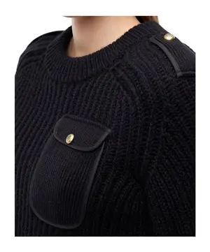Pinko Ribbed-knit Epaulette Sweater
