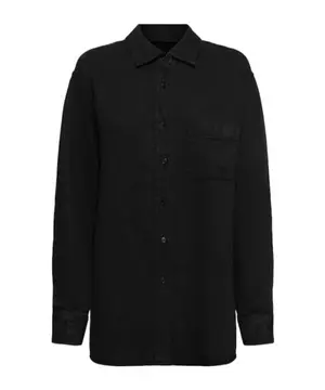 THE ROW Nesson Linen Long Shirt - Black