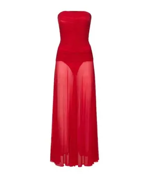 Magda Butrym Strapless Draped Jersey Long Dress