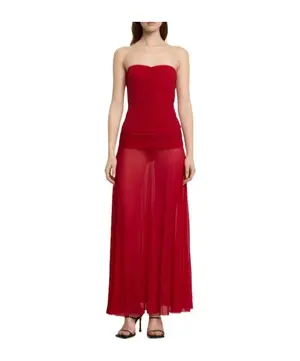 Magda Butrym Strapless Draped Jersey Long Dress
