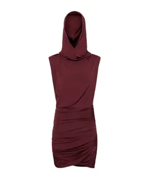 Magda Butrym Draped Viscose Mini Dress W/ Hood - Red