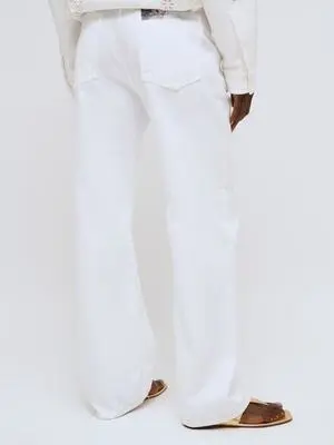 Valentino Garavani High-waisted Wide-leg Jeans With Printed Back Panel