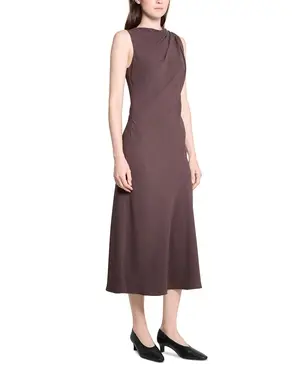 Theory Sleeveless Midi Dress With Draped Shoulder Detail