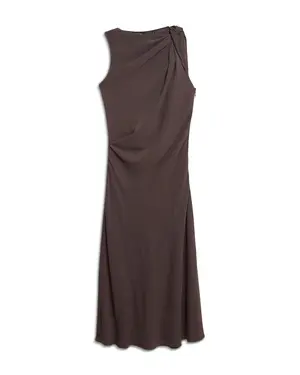 Theory Sleeveless Midi Dress With Draped Shoulder Detail