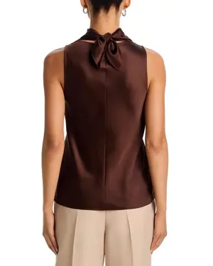 Helmut Lang Tie Neck Sleeveless Silk Top