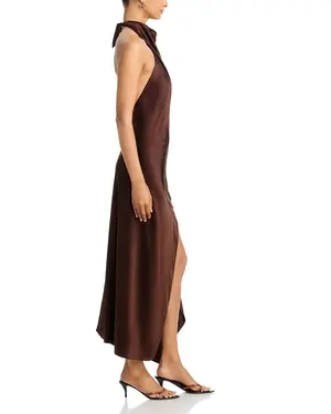 Helmut Lang Tie Neck Sleeveless Silk Maxi Dress