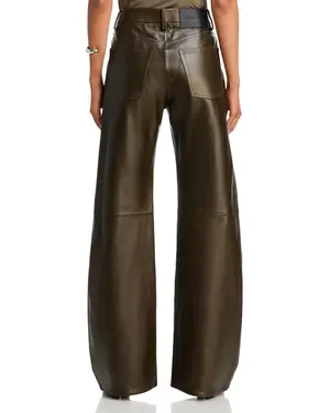 Helmut Lang Leather Relaxed Bootcut Pants