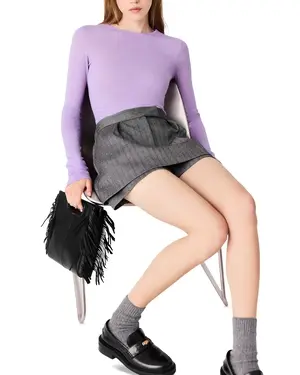 Maje Ipernolus Rhinestone Pinstriped Skort