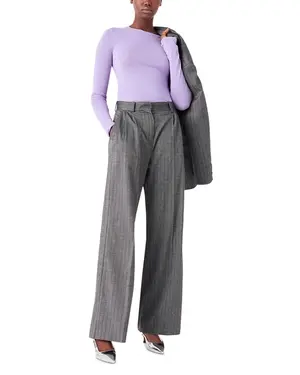 Maje Rhinestone Pinstriped Tailored Trousers