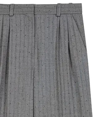 Maje Rhinestone Pinstriped Tailored Trousers