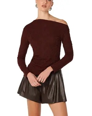 Astr The Label Miah Asymmetric Neck Top