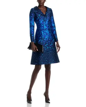 Rickie Freeman For Teri Jon Mikado Abstract Print Coat Dress