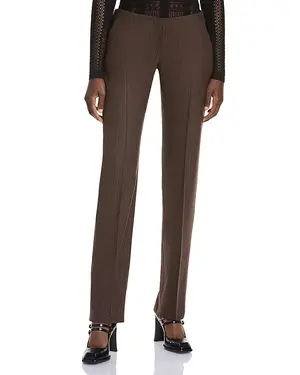 Alexander McQueen Wool Pinstripe Straight Leg Pants - Cedar